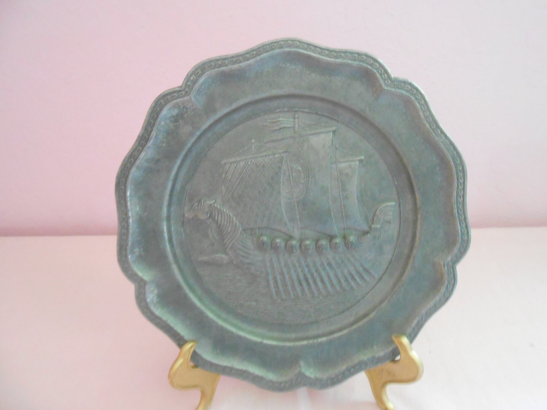 Vintage Pewter Viking Long Boat Ship Scandinavian Nautical Decorative ...