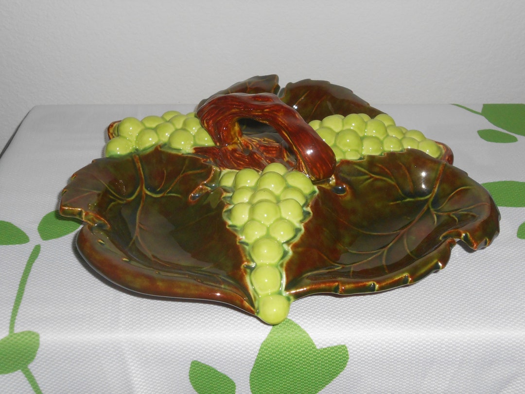 Vintage Majolica Grape Vine Relish Tray: Arnels California Pottery - Etsy
