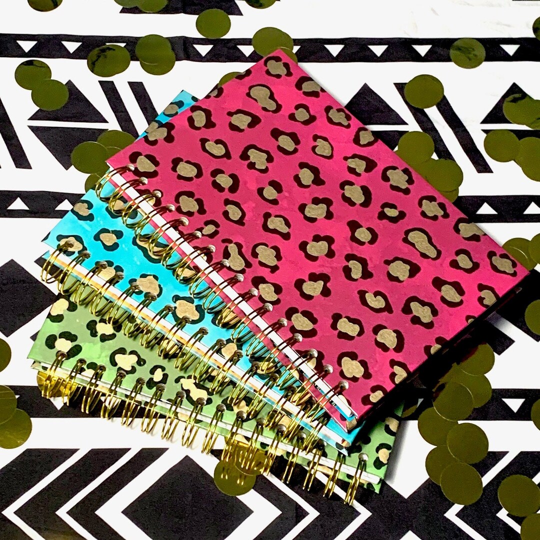 6X9 Glossy Hardcover Journal | Gold Wire Bound | Leopard Print - Etsy