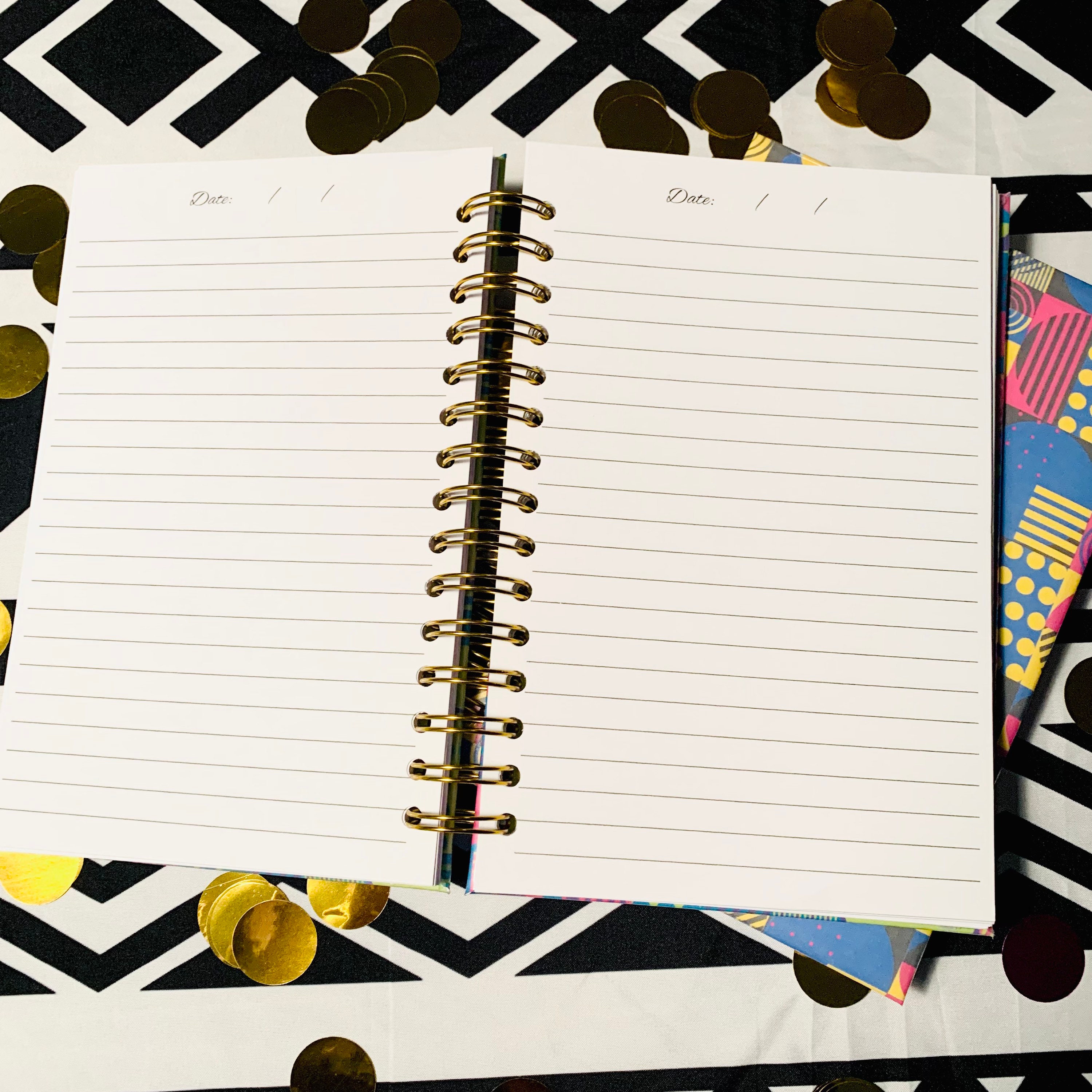 6X9 Glossy Hardcover Journal | Gold Wire Bound | Kaleidoscope Retro - Etsy