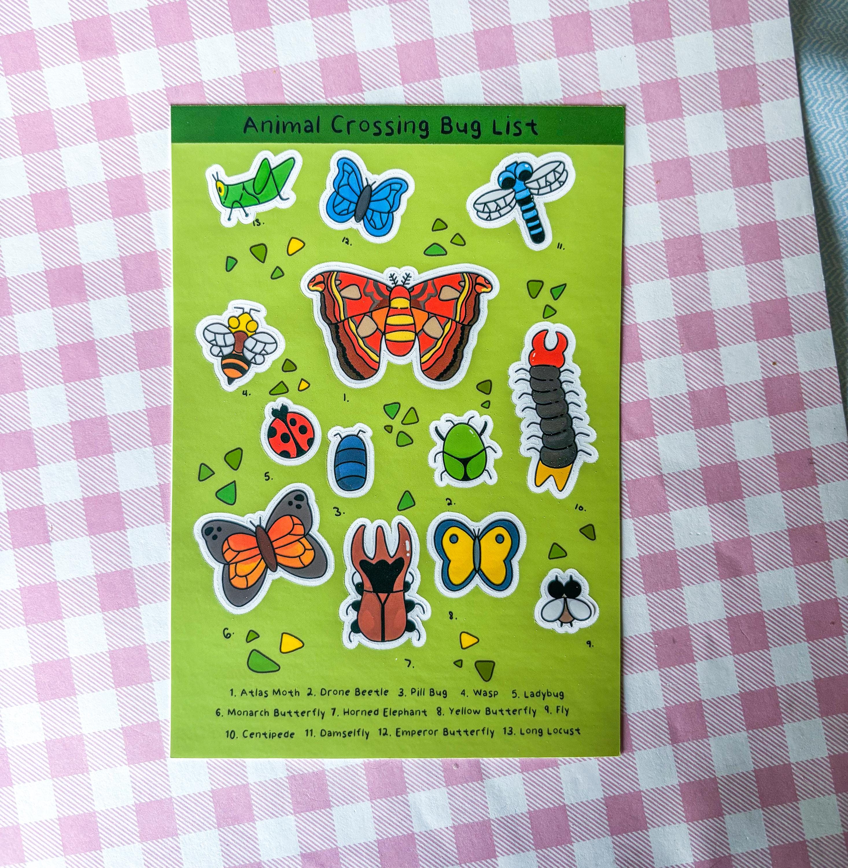 Cute Bug Sticker Sheet / Sticker Sheet / Animal Crossing / Journal ...