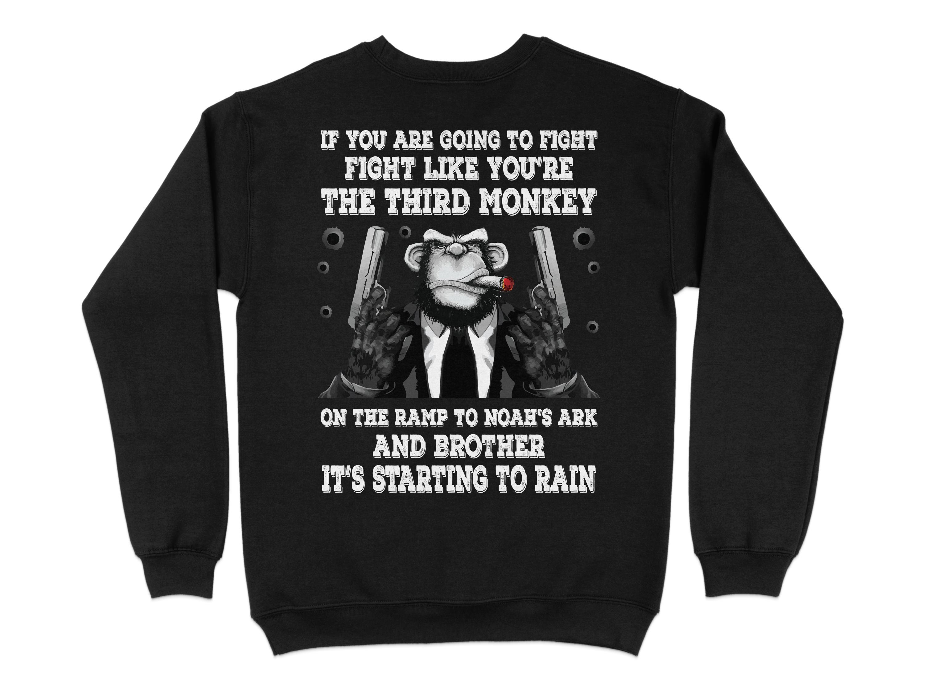 Fight Like A Third Monkey T-shirt, Image on Back, Funny Inspirational ...