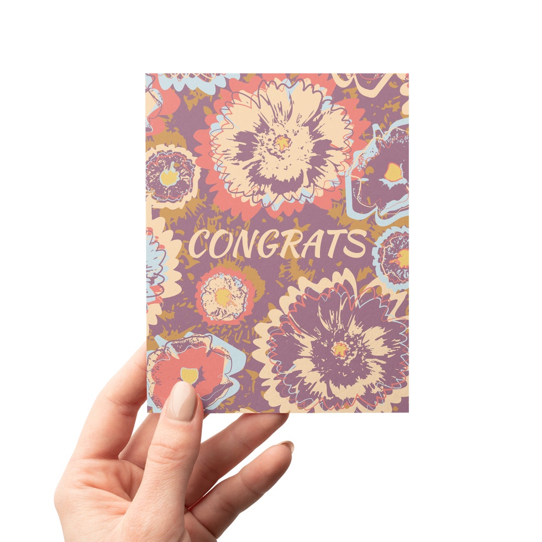 Congratulations Purple Floral Wedding & Graduation Eco-friendly ...