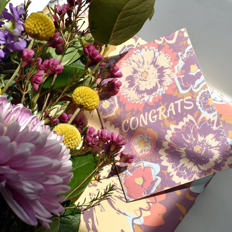 Congratulations Purple Floral Wedding & Graduation Eco-friendly ...