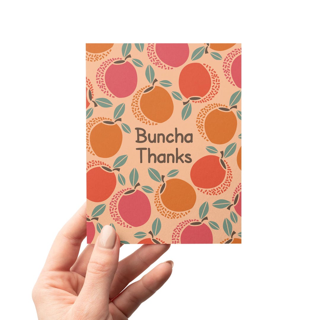 Buncha Thanks Peaches Thank You Peach Fuzz Eco-friendly Greeting Card ...