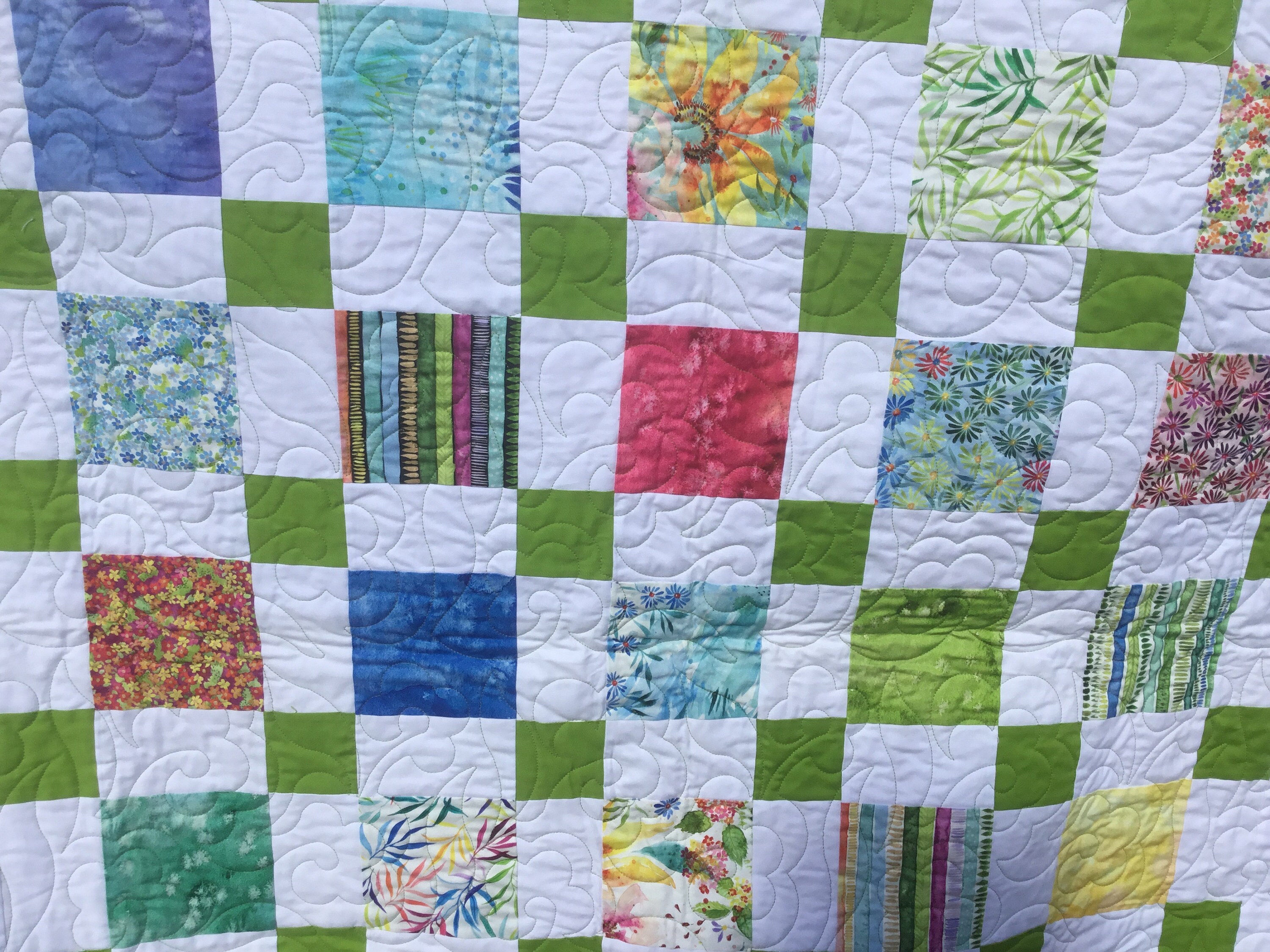 Bright and Happy Kiwi Green and Blue Quilt - Etsy