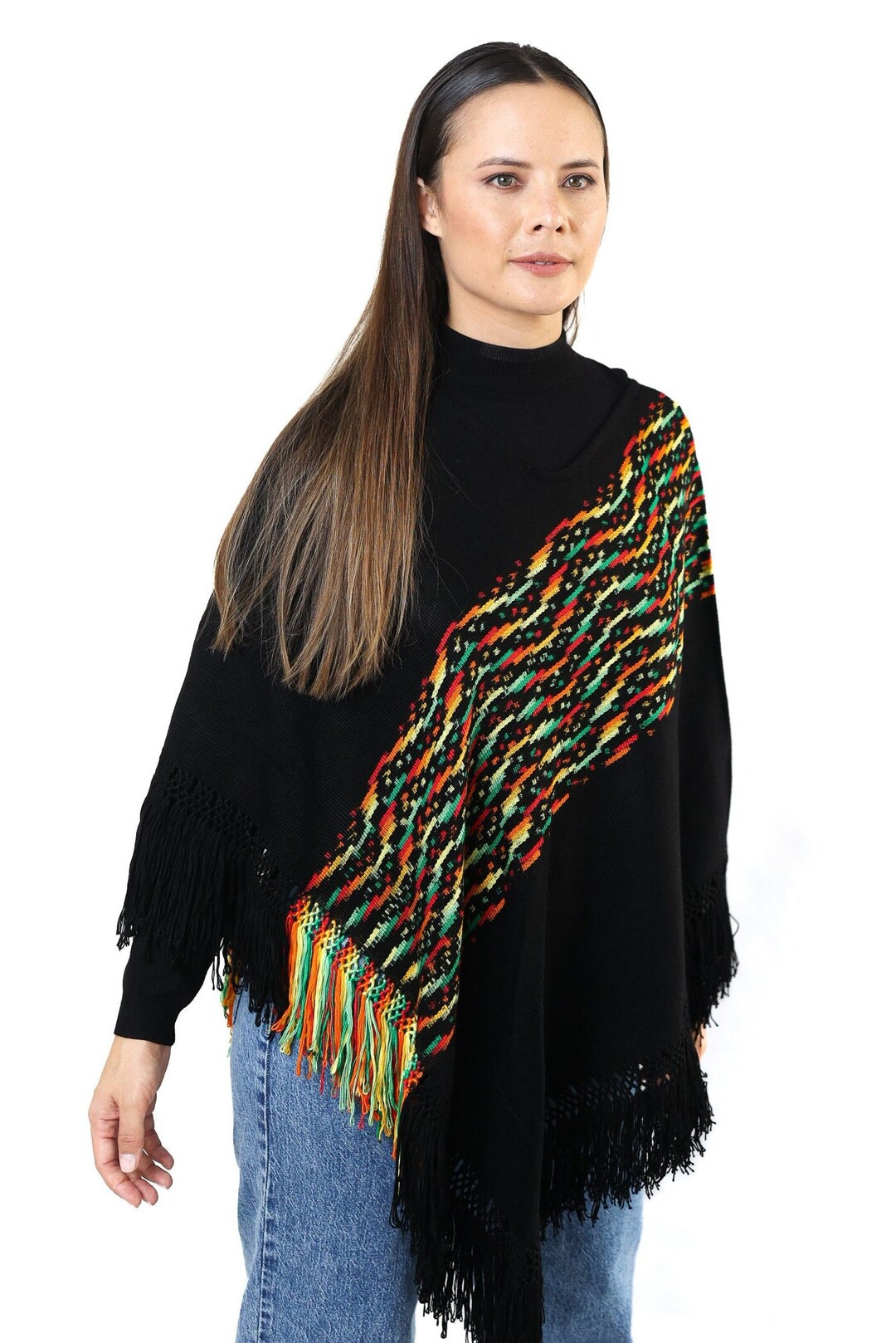 Lightweight Short Poncho, Cotton and Silk Poncho, Authentic Ikat Poncho ...
