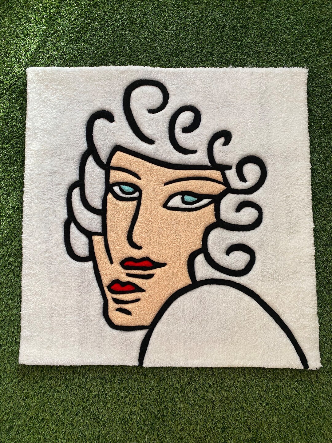 Handmade Tufted Trippy Girl Rug - Etsy
