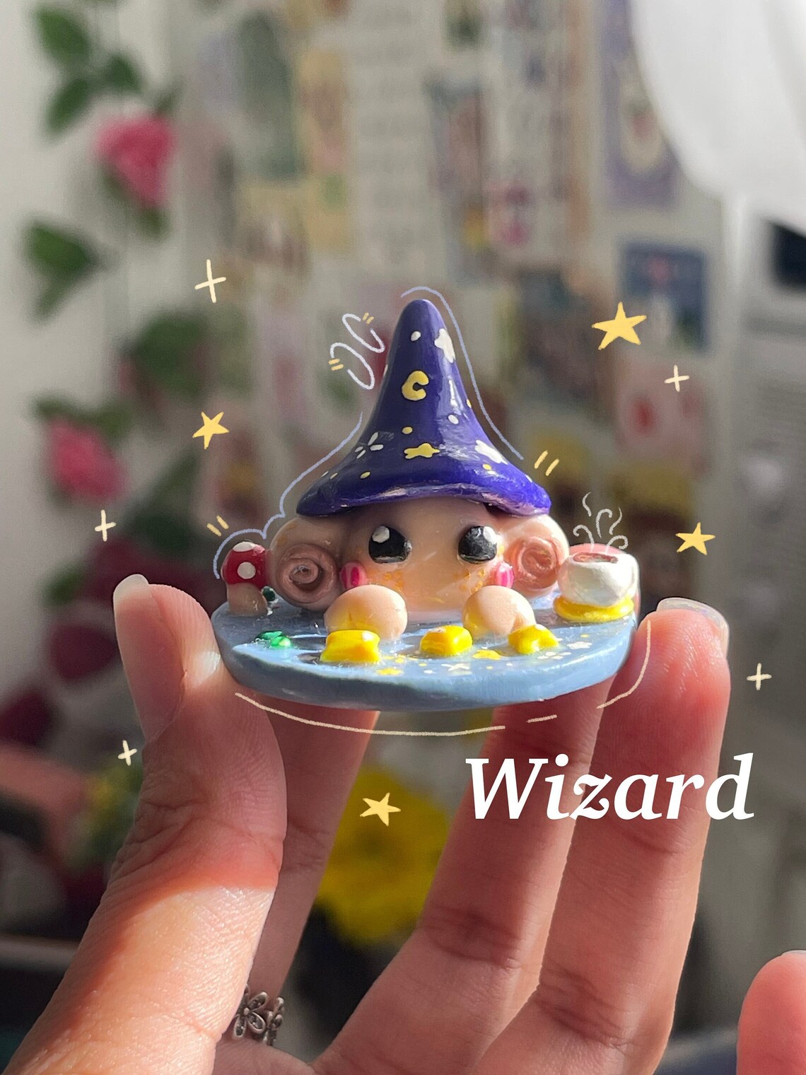 Wizard Polymer Clay Figurine/ Handmade Polymer Clay Desk Friend ...
