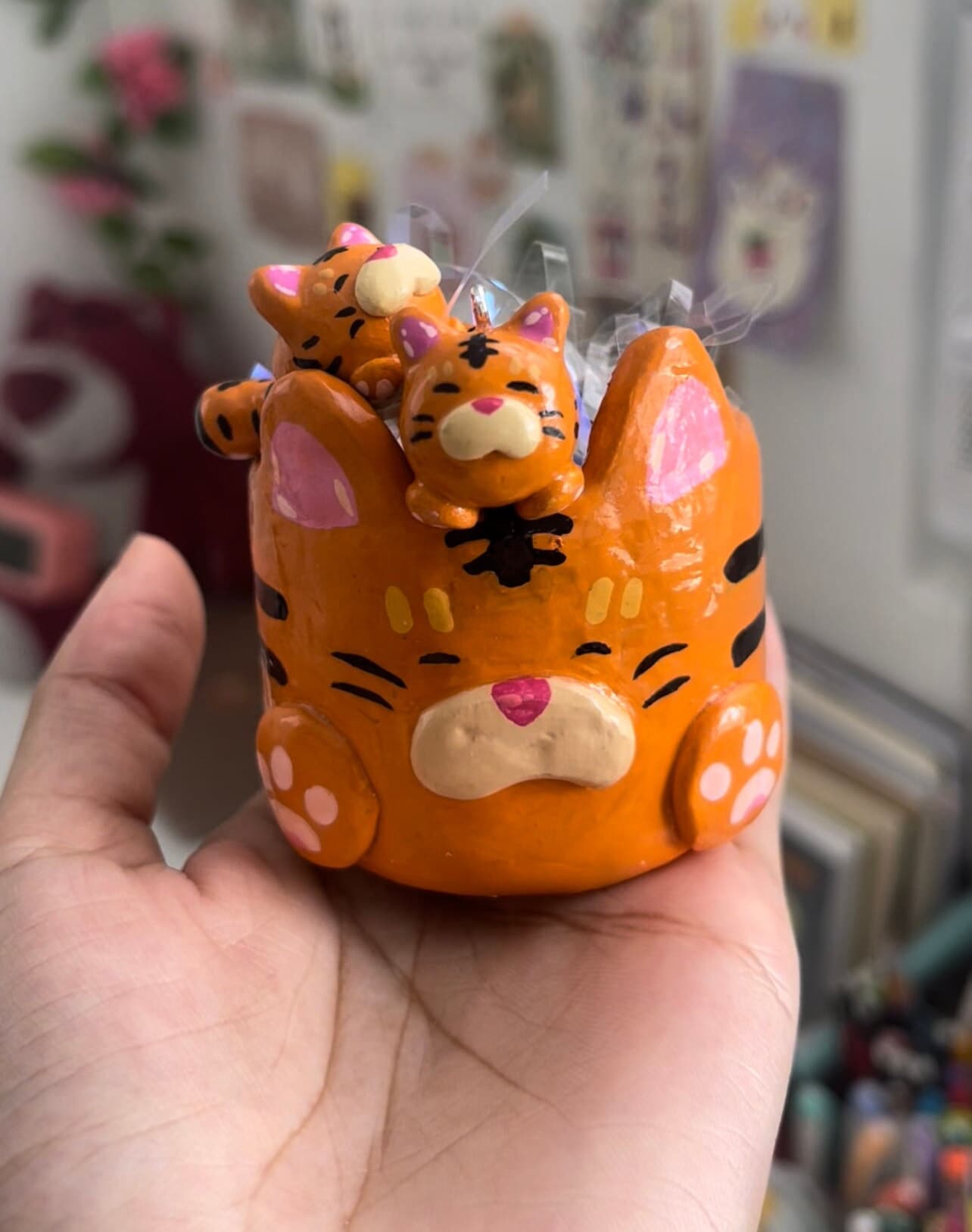 Cute Tiger Ceramic Clay Planter/ Cute Ceramic Planter/ Tiger Clay ...