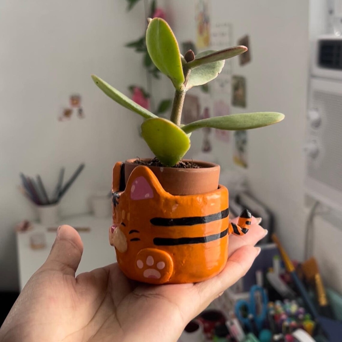 Cute Tiger Ceramic Clay Planter/ Cute Ceramic Planter/ Tiger Clay ...
