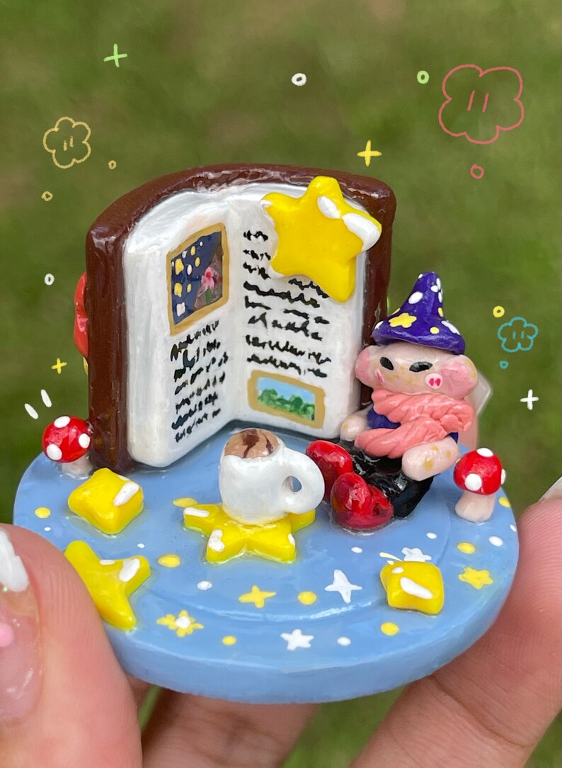 Wizard's Storybook/ Wizard Clay/ Handmade Polymer Clay Desk Friend ...