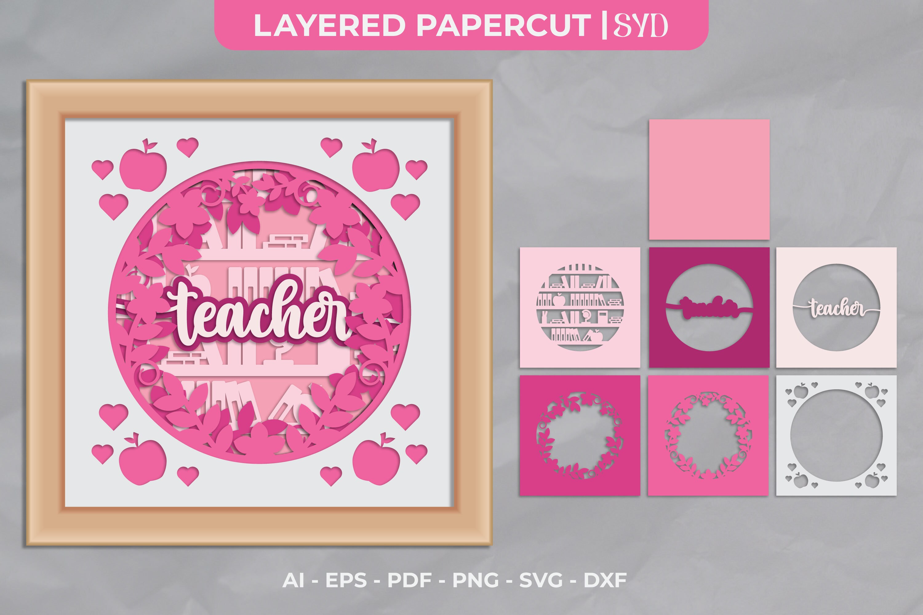 Teacher Shadow Box SVG 3D Teacher SVG Teacher SVG Paper - Etsy