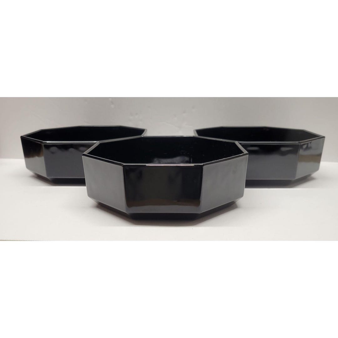3- Arcoroc Octime Black Glass Bowls, Octagon France Vintage NOS - Etsy