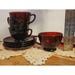Vintage Royal Ruby Anchor Hocking Teacups & Saucers Set of 10 Red Glass ...