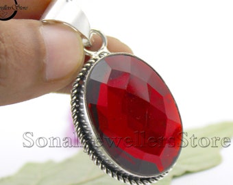 Red Stone Pendant - Etsy