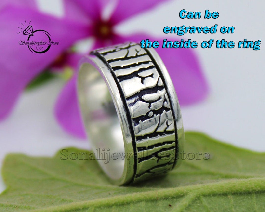 Birch Tree Ring, 925 Sterling Silver, Spinner Ring, Meditation Ring ...