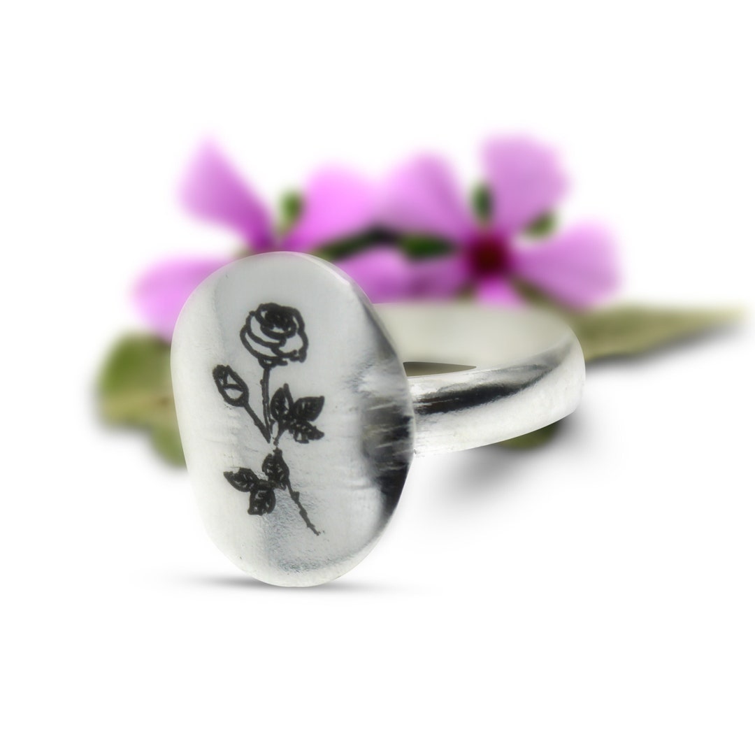 Personalized Birth Flower Ring, 925 Sterling Silver Ring, Birthday ...