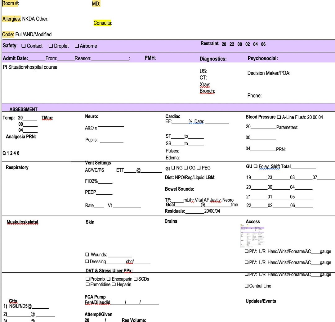 Comprehensive ICU Report Sheet - Etsy