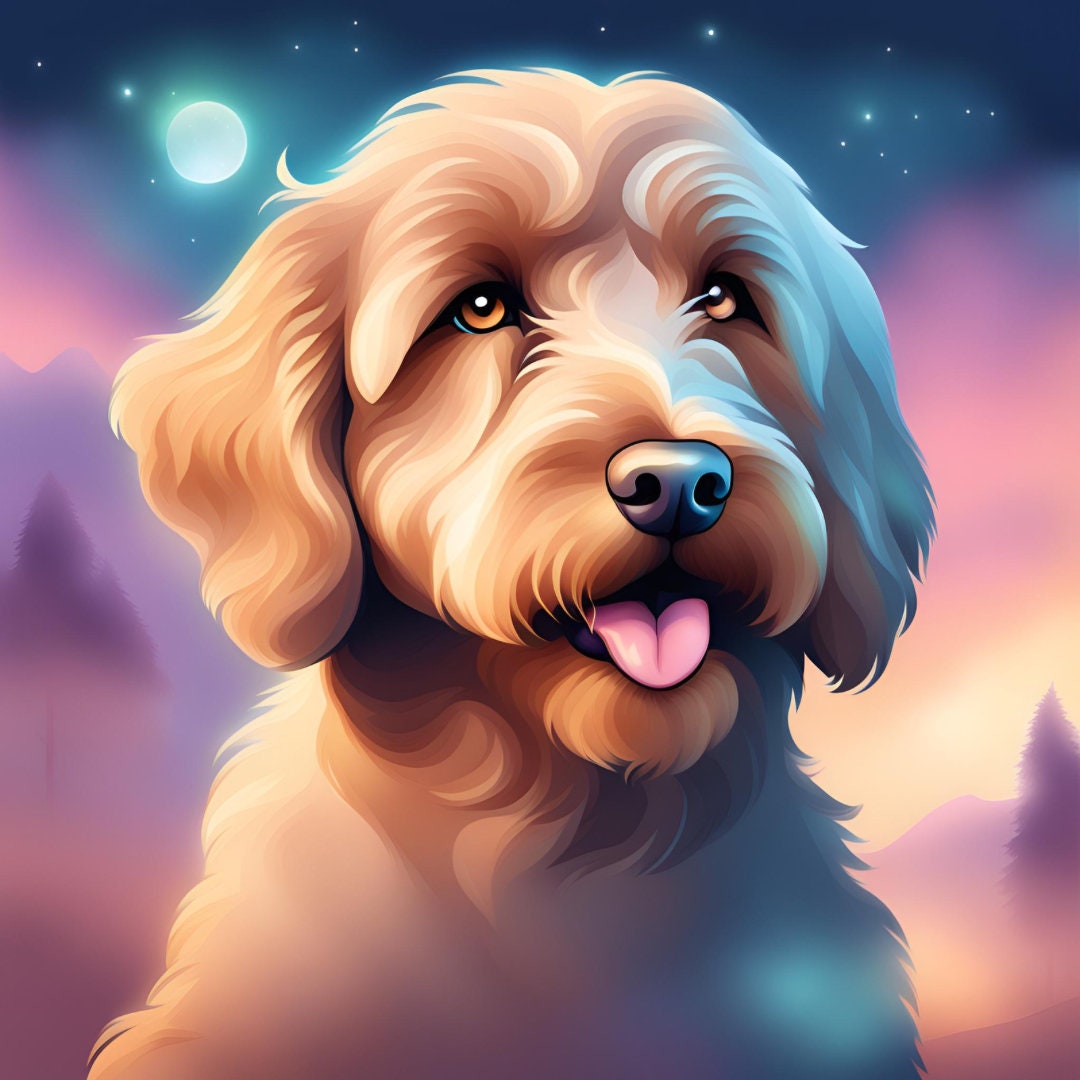 Labradoodle Digital Portrait - Etsy