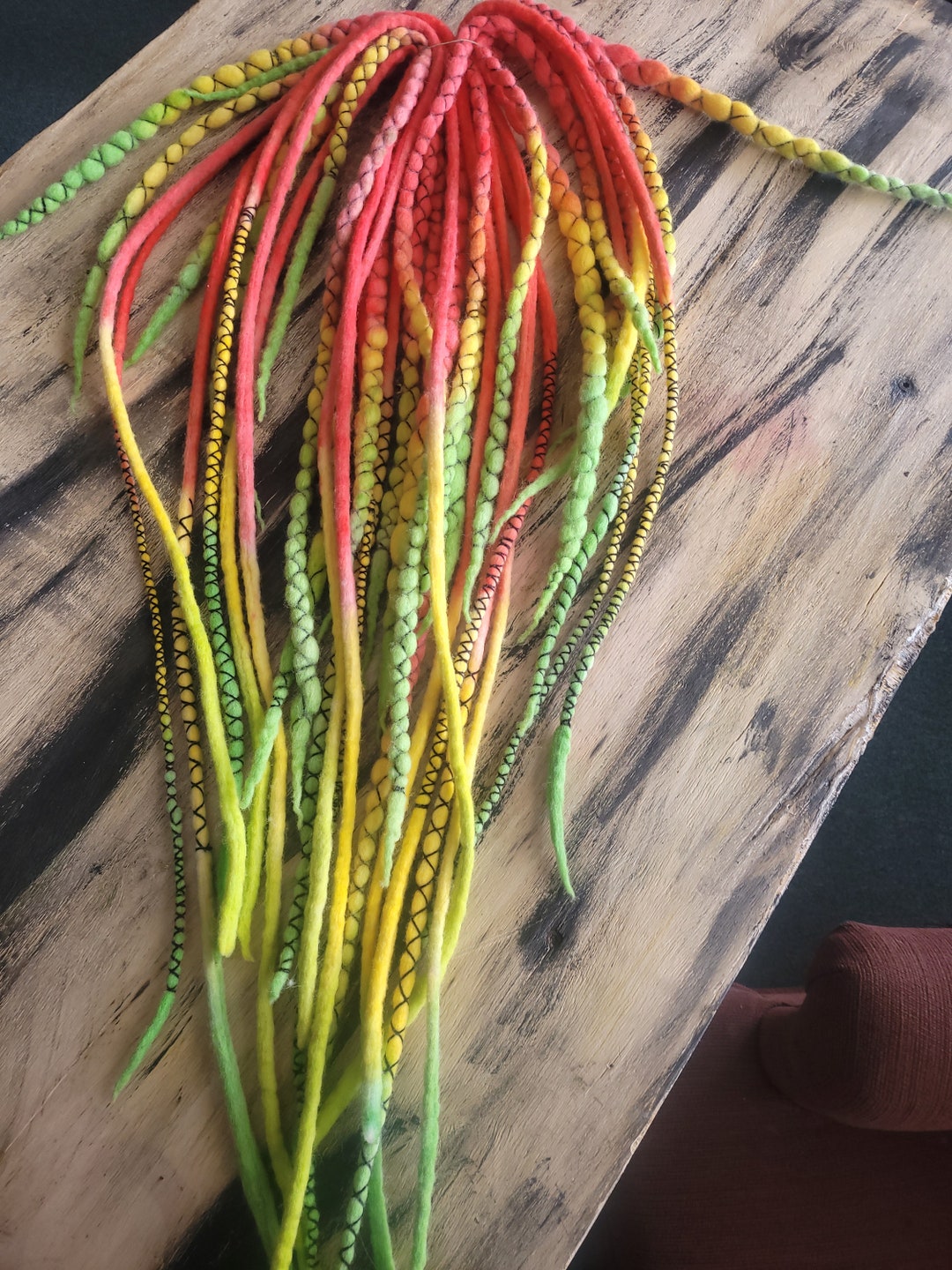 Rasta Color Choppy Layer Dread Extensions - Etsy