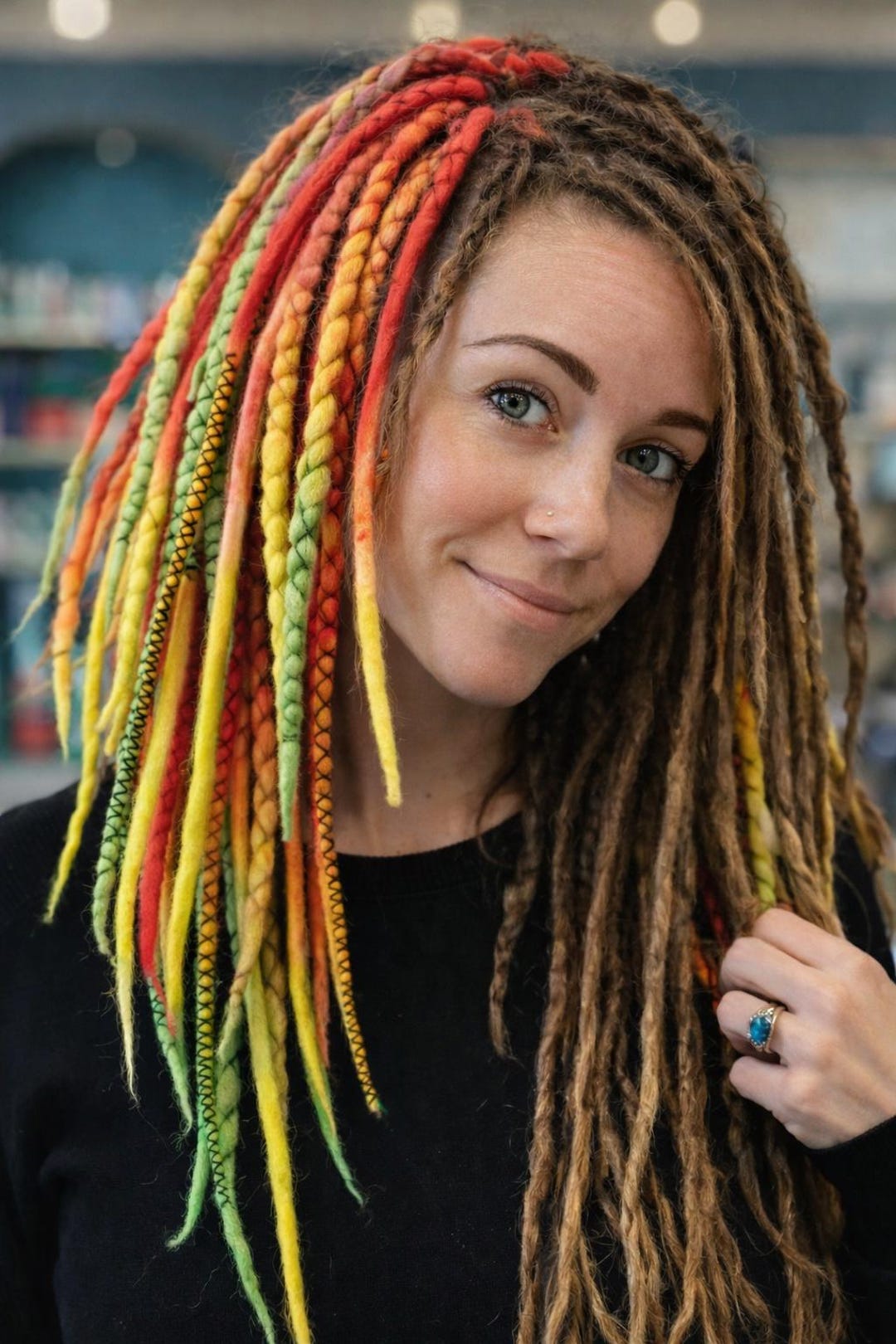 Rasta Color Choppy Layer Dread Extensions - Etsy