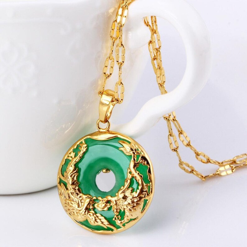 Elegant, Beautiful Jade Green Color Necklace Pendant, Good Luck Amulets ...