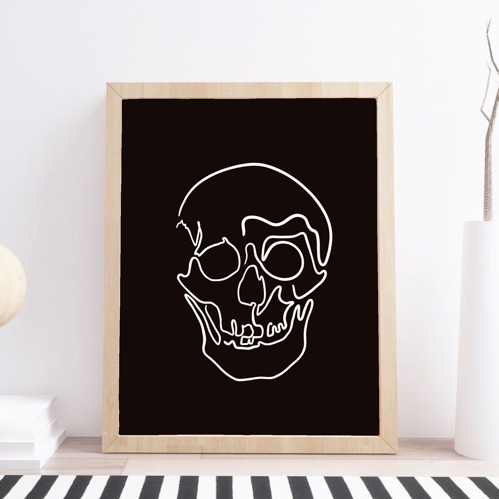 Single Line Skull Drawing Line Art Digital Wall Decor - Etsy