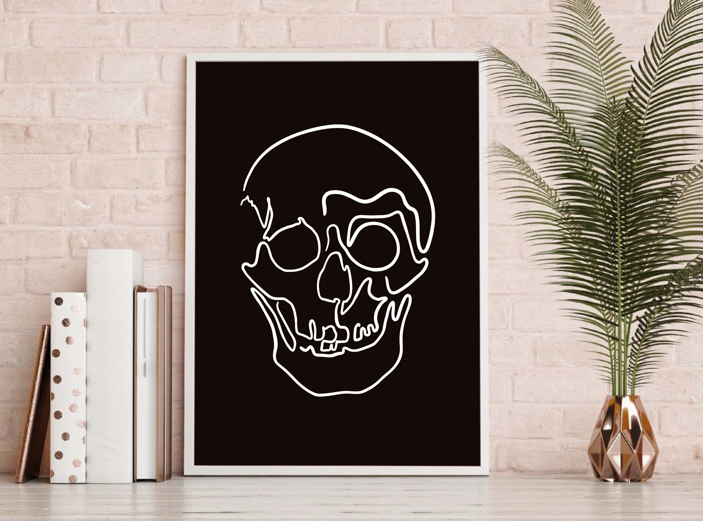 Single Line Skull Drawing Line Art Digital Wall Decor - Etsy