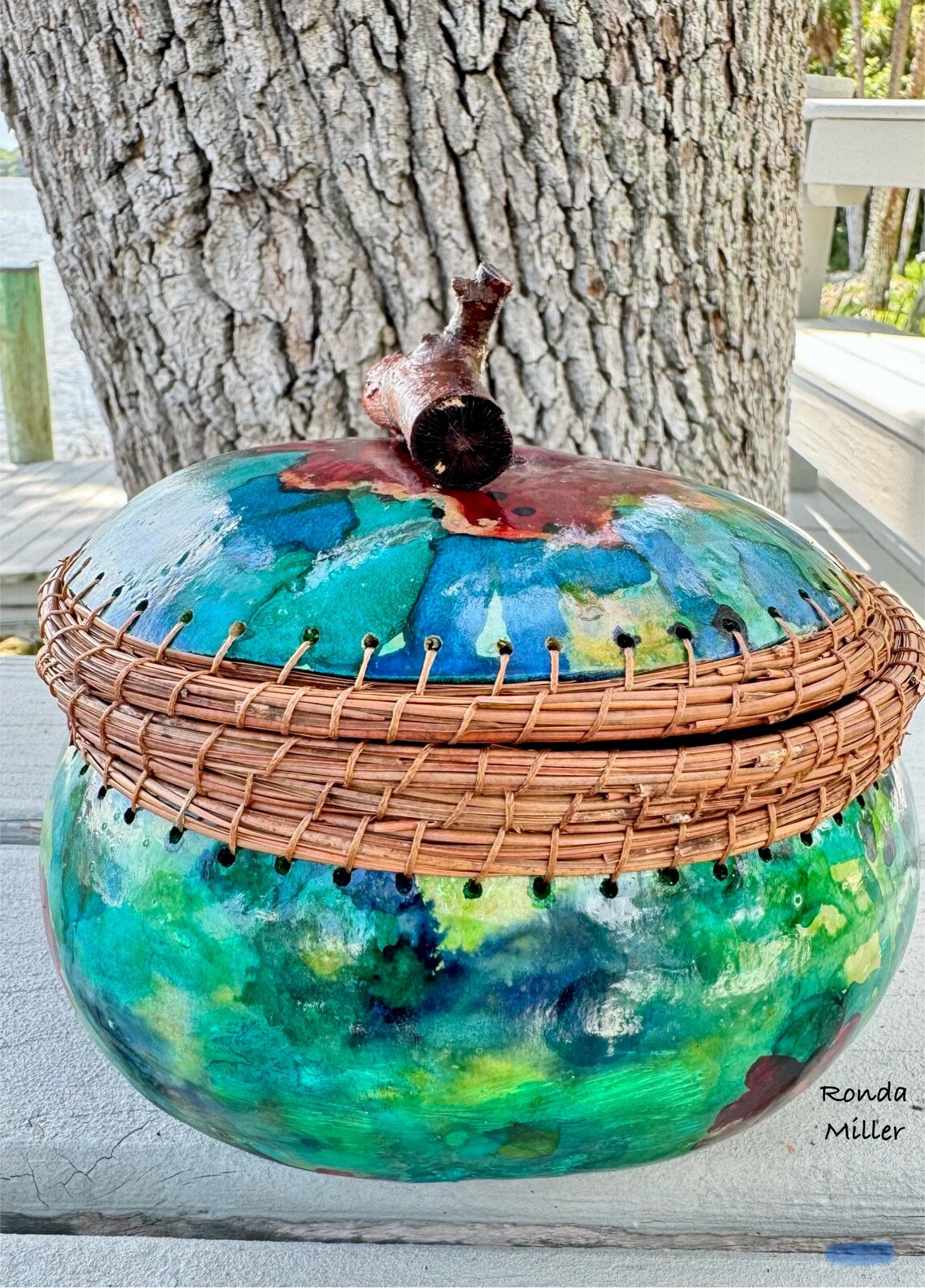 Pine Needles Coiled Gourd Basket With Lid/nature. - Etsy