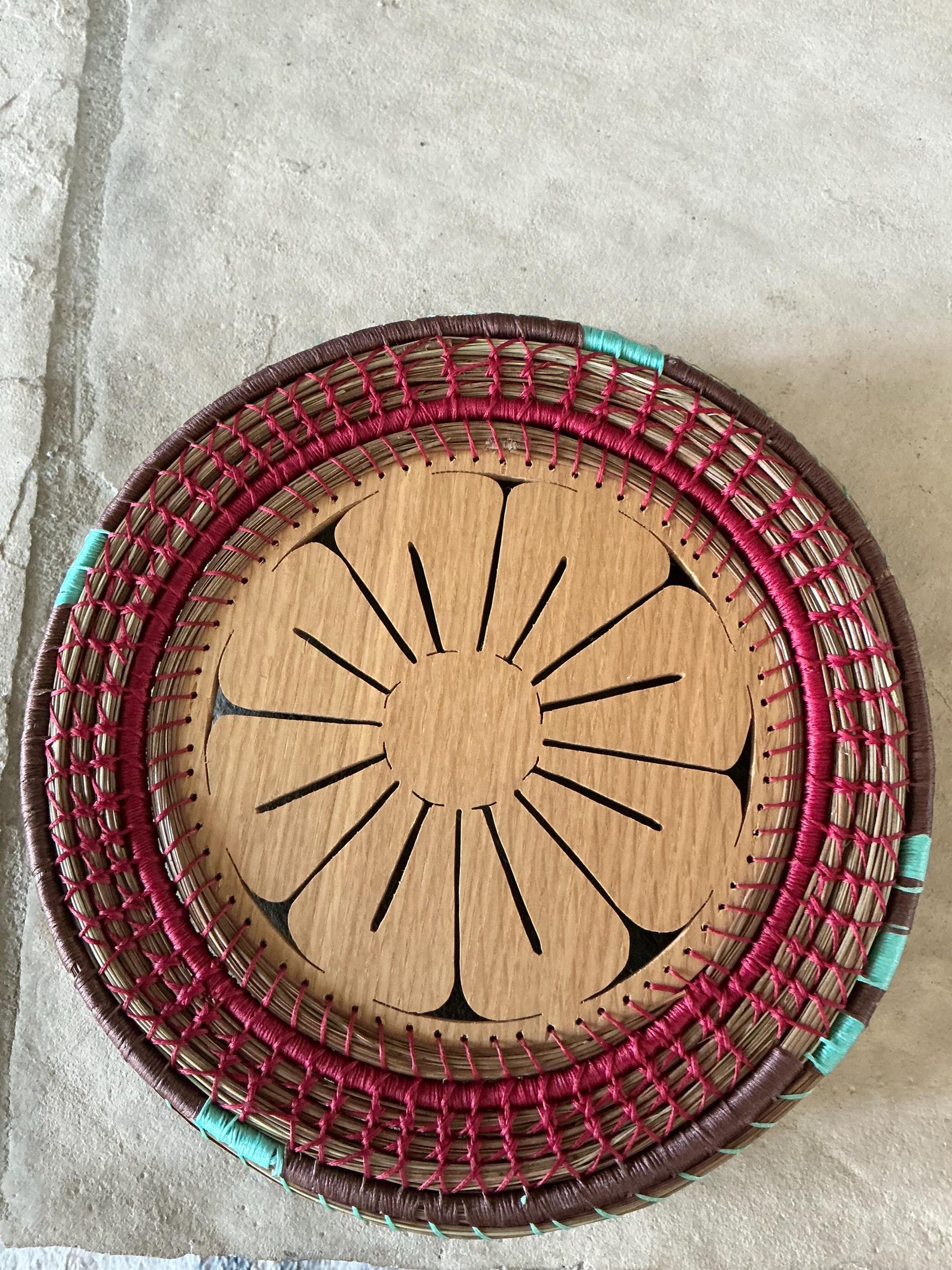 Hand Coiled Pine Needle Basket With Decorative Stitches Sustainable - Etsy