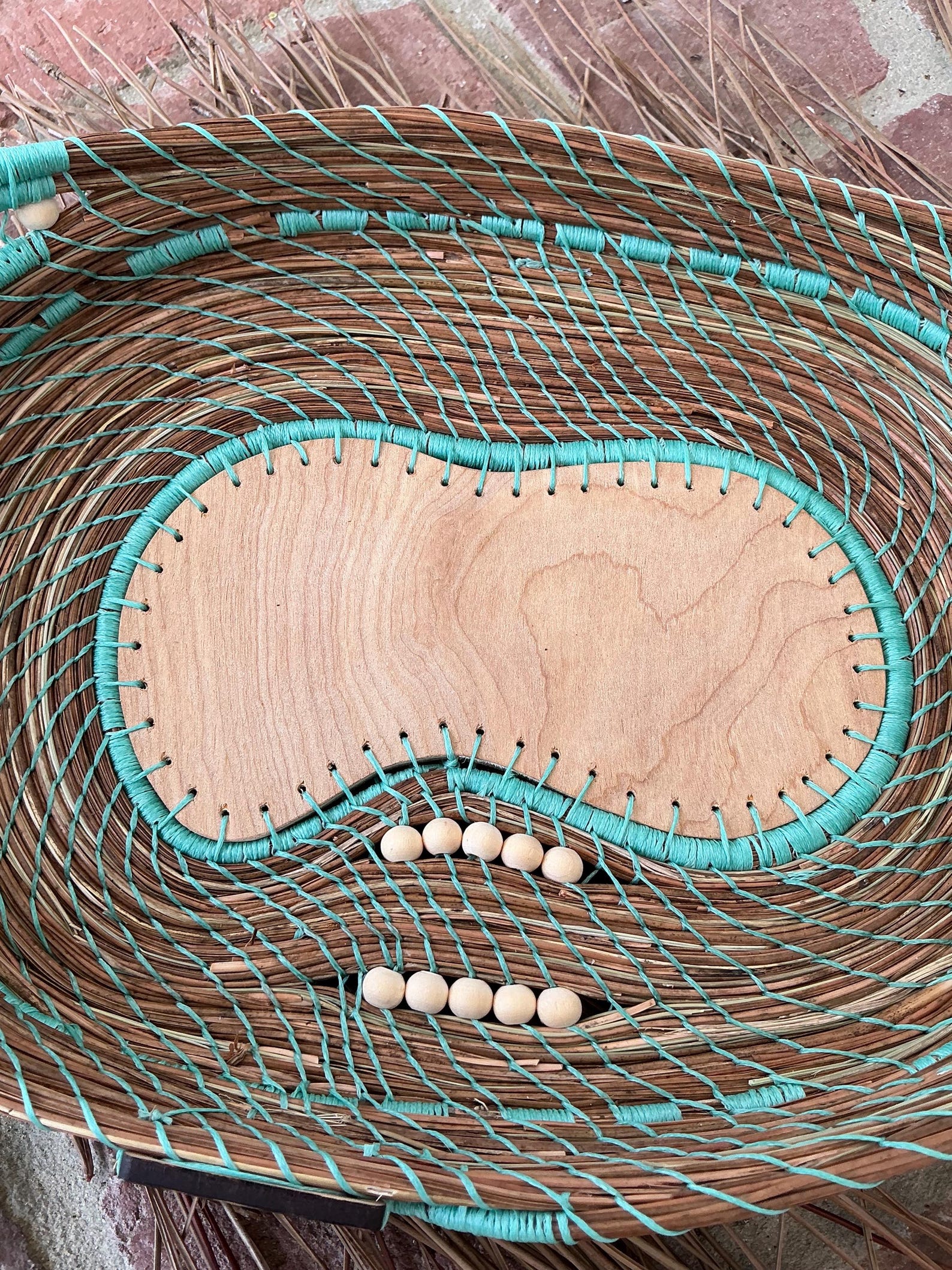 Hand Coiled Pine Needle Basket With Decorative Stitches Sustainable - Etsy