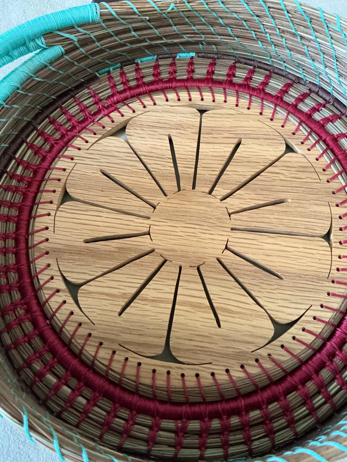Hand Coiled Pine Needle Basket With Decorative Stitches Sustainable - Etsy