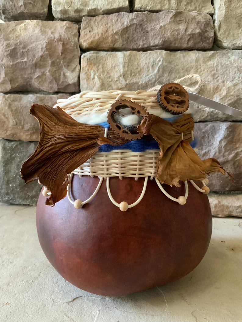 Handmade Weaving on A Gourd-with Natural Elements-gourd Art-embellished ...