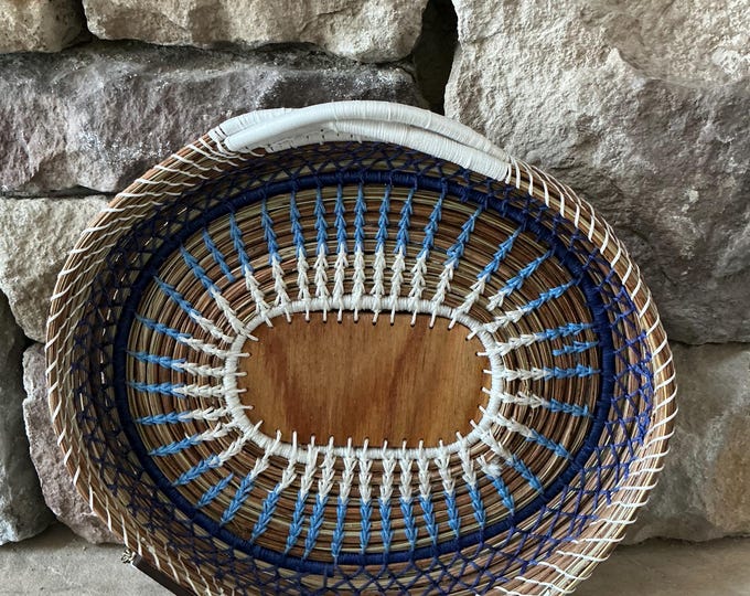 Hand Coiled Pine Needle Basket With Decorative Stitches - Etsy