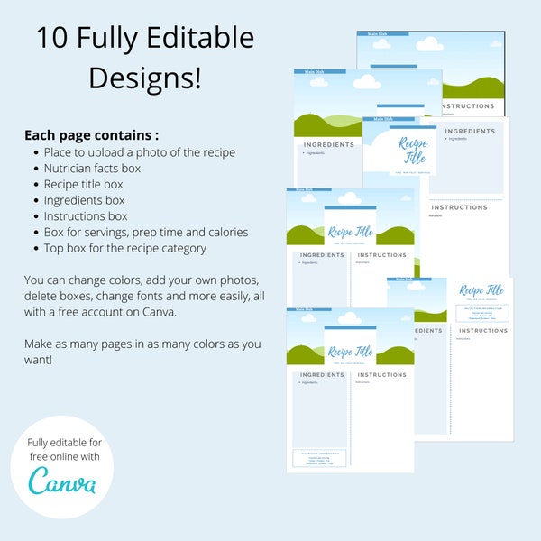 Happy Planner Classic Recipe - Etsy