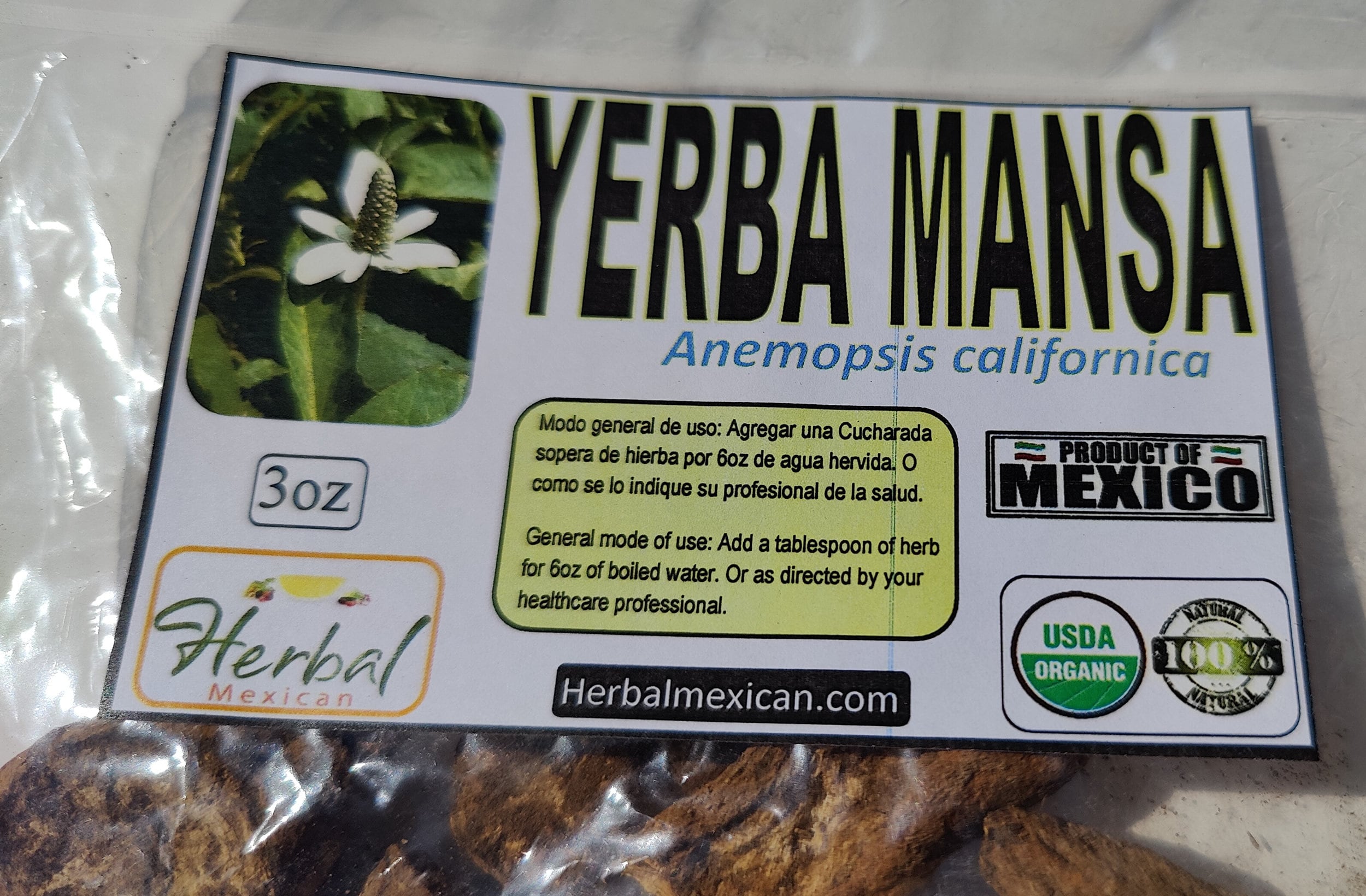 3 Oz Yerba Mansa/manza/manso ,mansa Root, Hierba Del Manzo Raiz ...