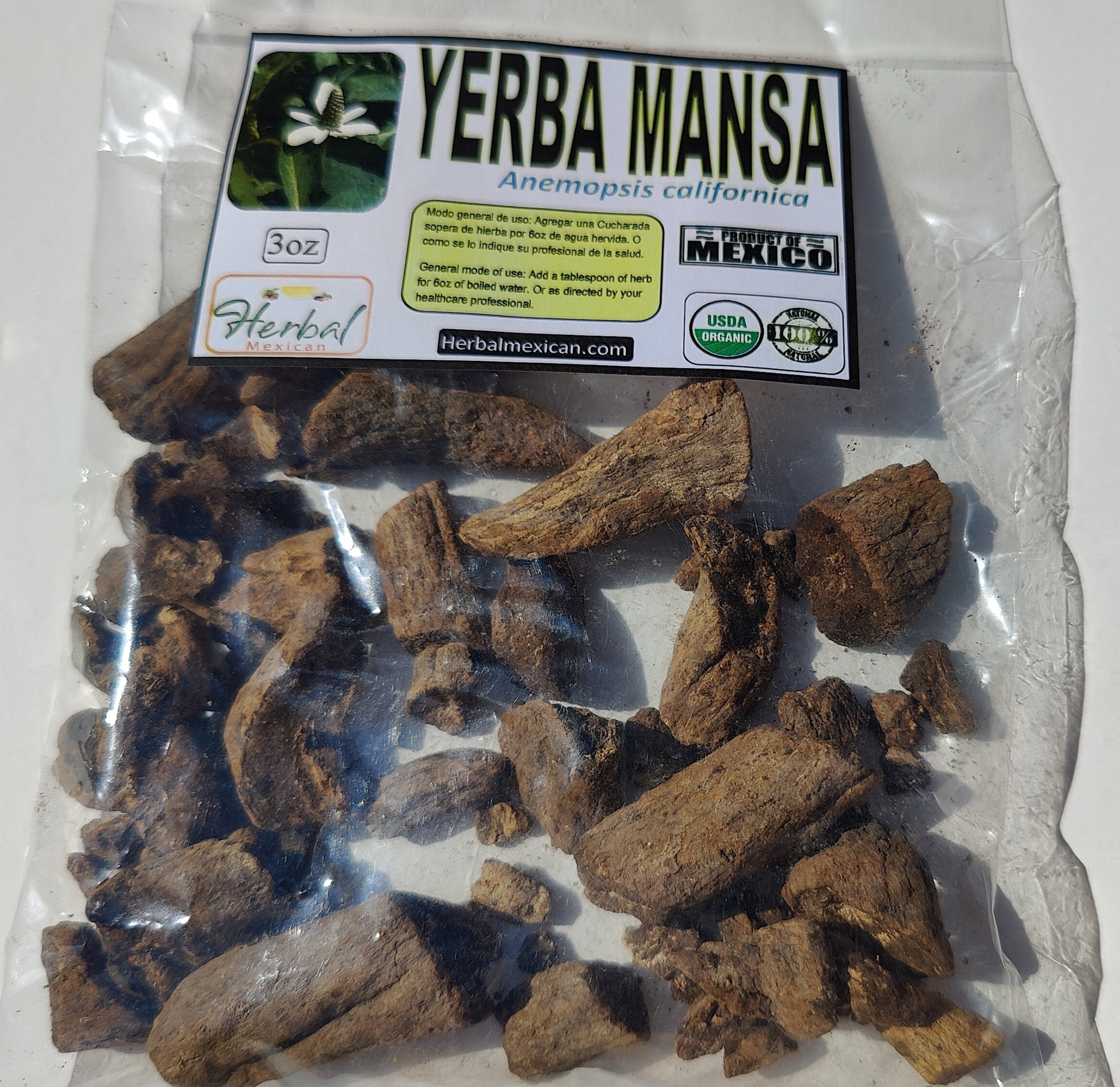 3 Oz Yerba Mansa/manza/manso ,mansa Root, Hierba Del Manzo Raiz ...