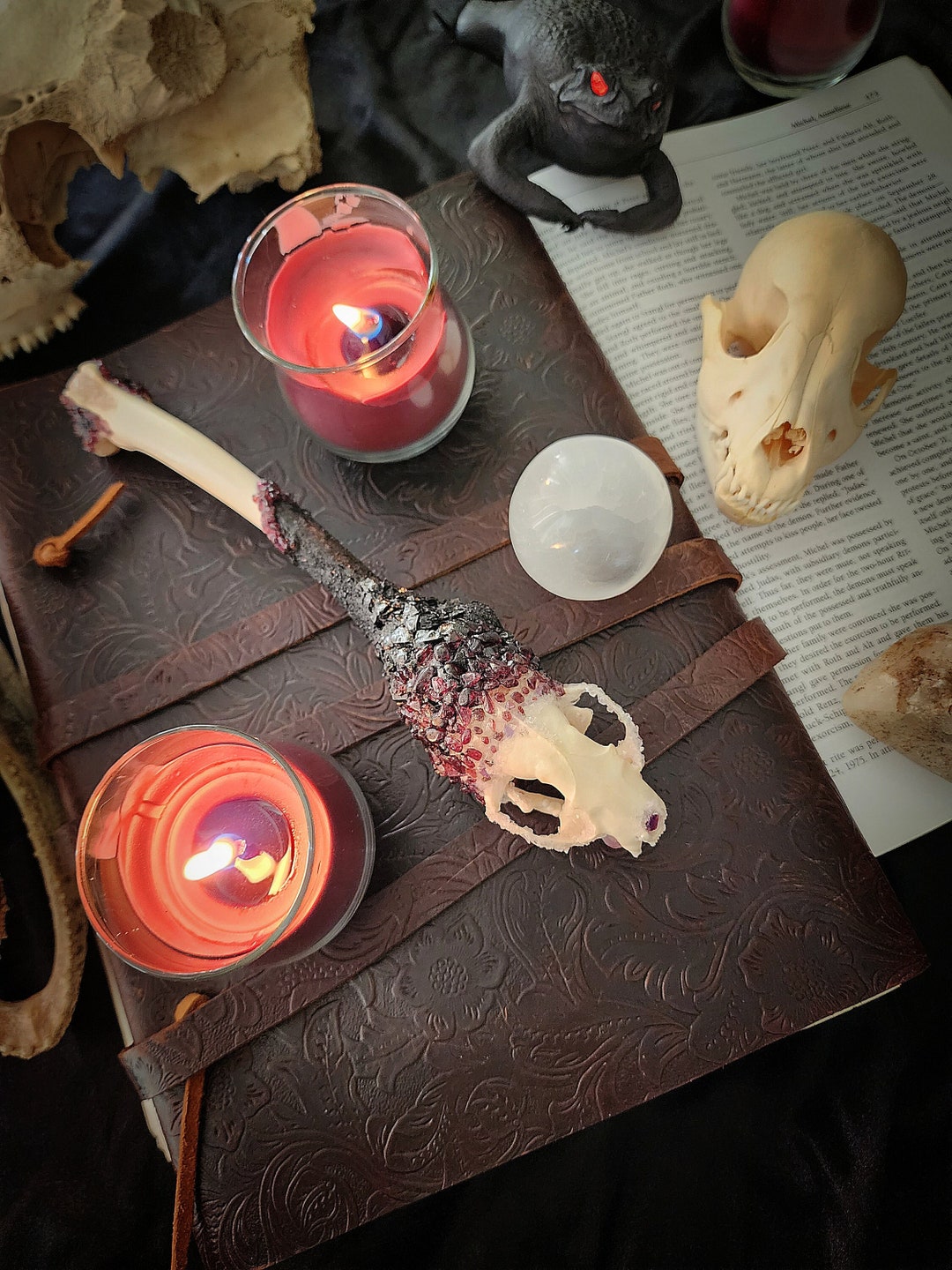 Oracle Wand Real Gothic Crystallized Bone Wand With Coyote Femur, Mink ...