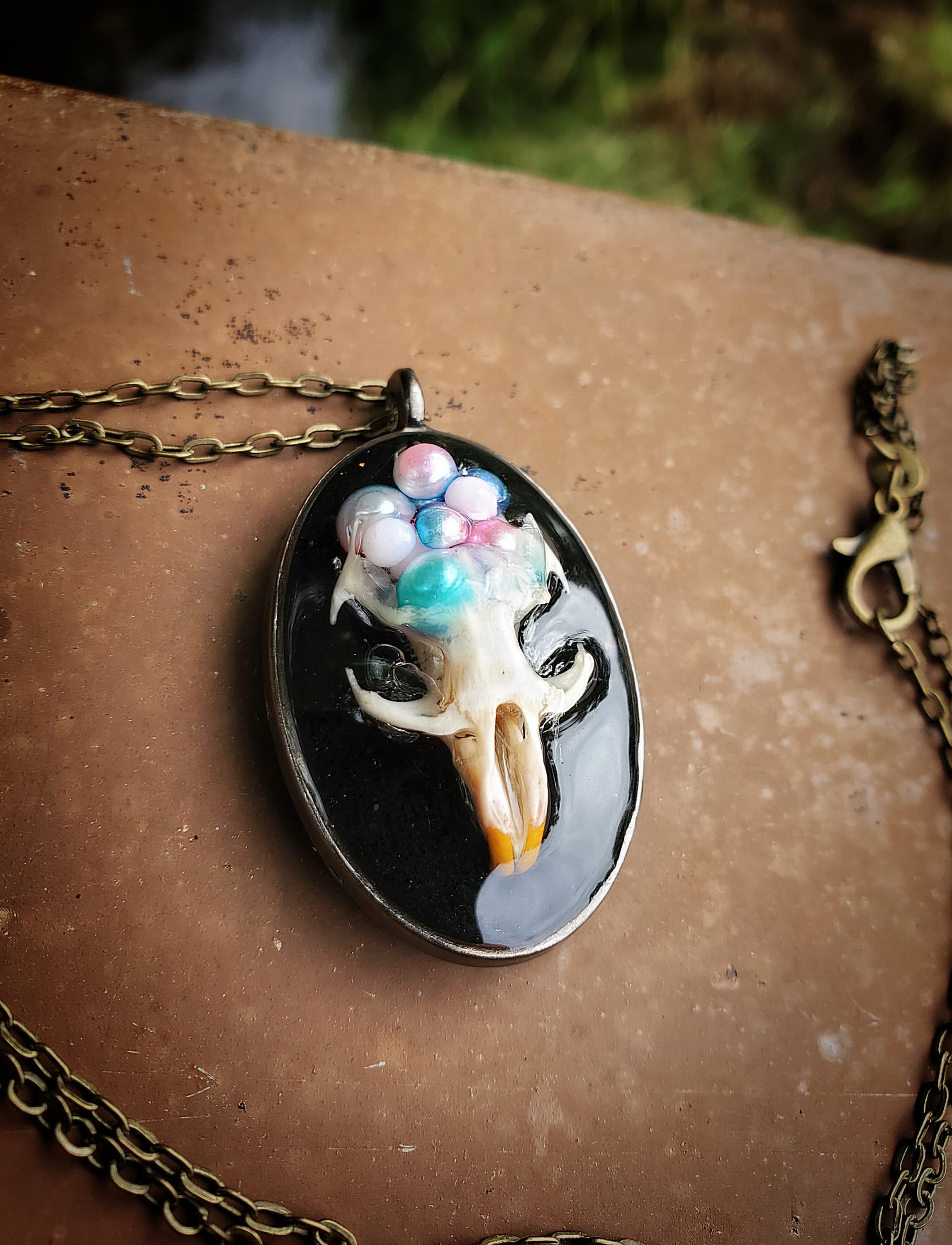 Athena - Pastel Goth Skull Necklace - Etsy