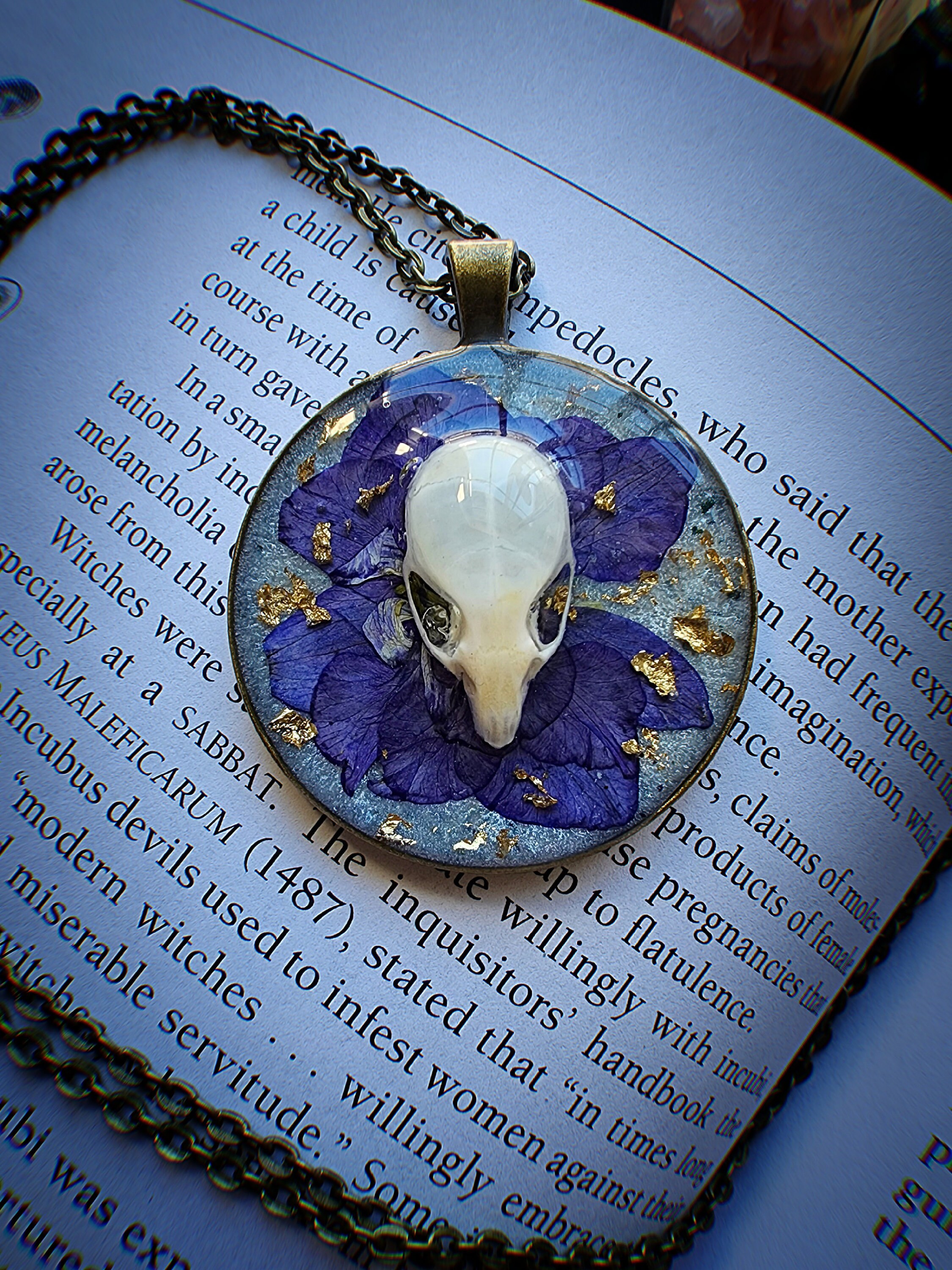 Morgana Gothic Witchcore Skull and Flowers Necklace, Arthurian Pendant ...