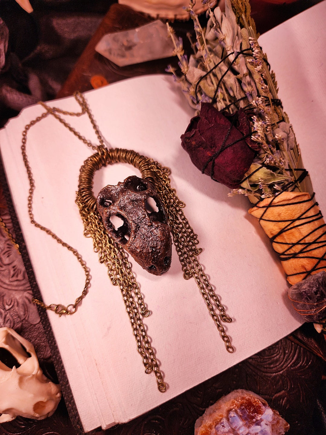 Dragonborn - Witchy Copper Electroformed Iguanna Skull Talisman, Real ...