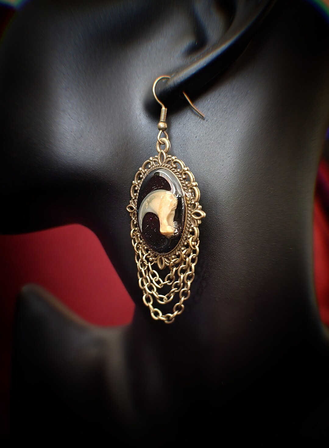 Black Cat - Gothic Bobcat Claw Dangle Earrings, Witchcore Bronze and ...