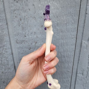 Winter Witch Real Crystallized Coyote Femur Bone Wand With Crystal ...