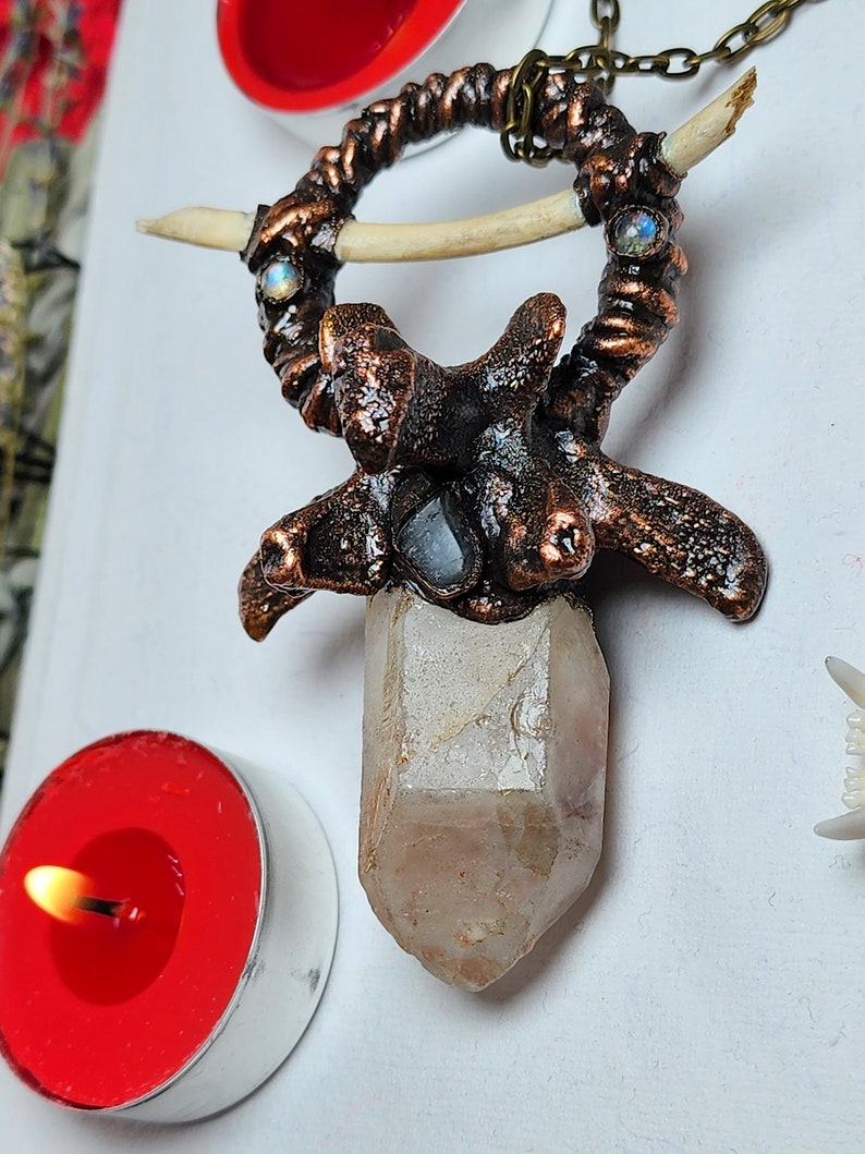Bone Weaver - Real Bone Talisman With Quartz, Labrodorite, & Moonstone ...