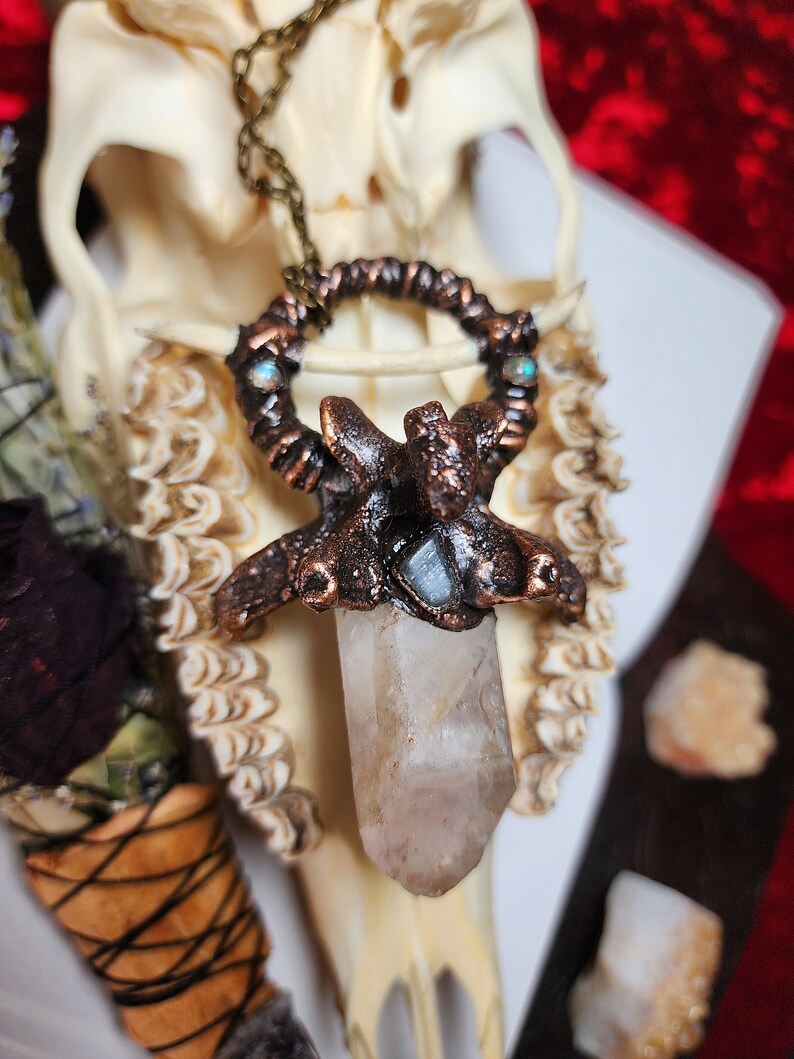 Bone Weaver - Real Bone Talisman With Quartz, Labrodorite, & Moonstone ...