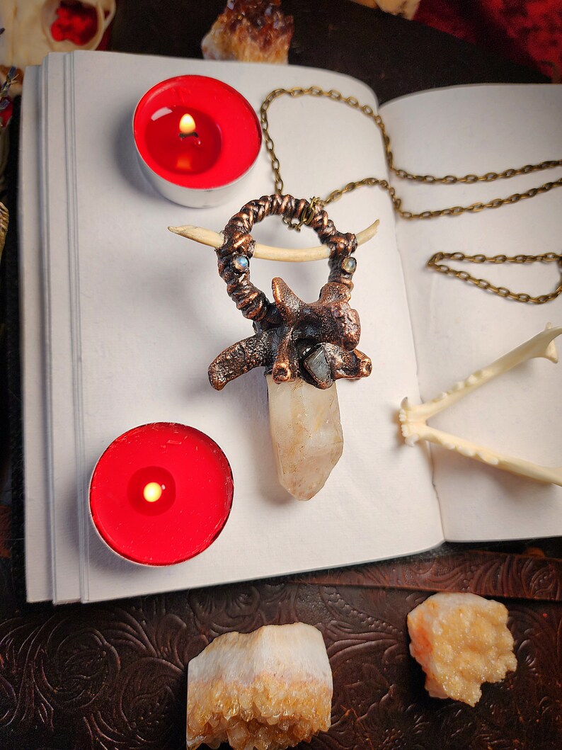 Bone Weaver - Real Bone Talisman With Quartz, Labrodorite, & Moonstone ...
