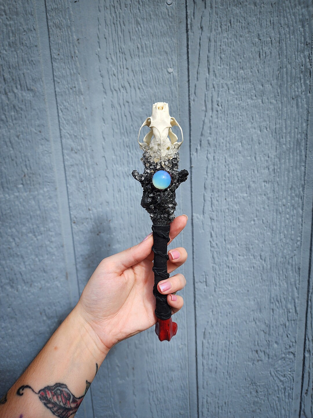 Oracle Wand - Gothic Crystallized Bone & Skull Wand, Occult Oddities ...