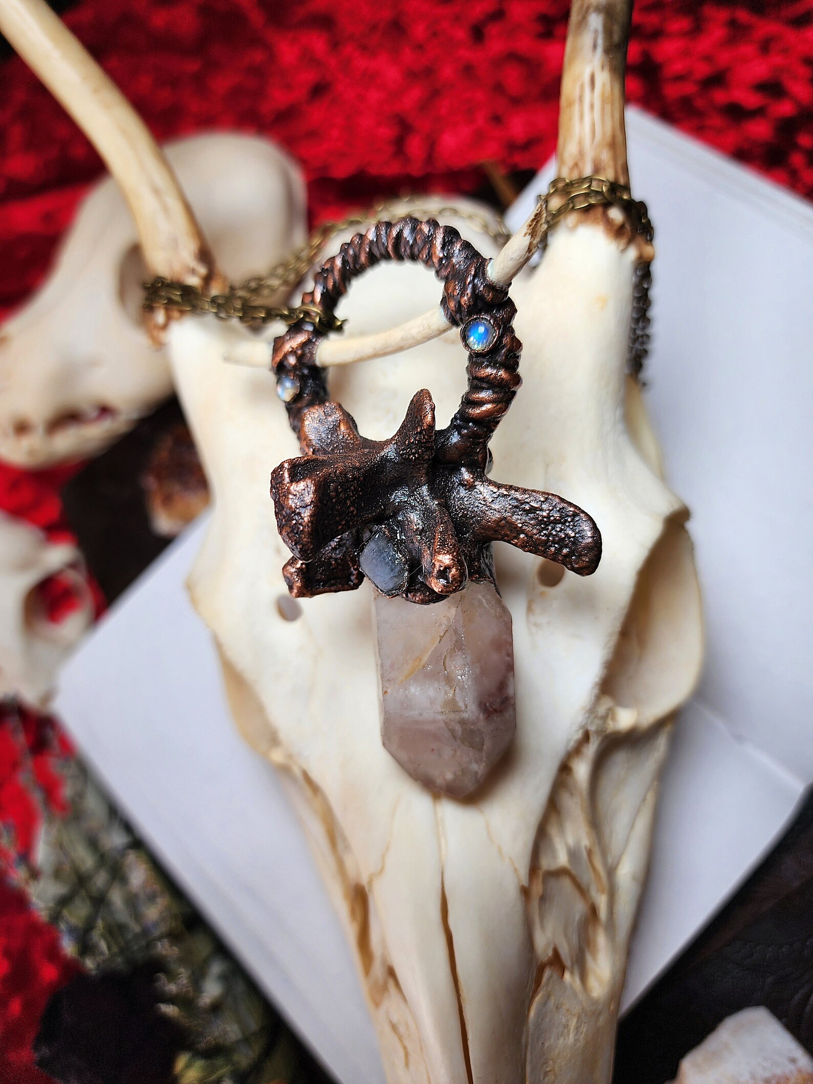 Bone Weaver - Real Bone Talisman With Quartz, Labrodorite, & Moonstone ...