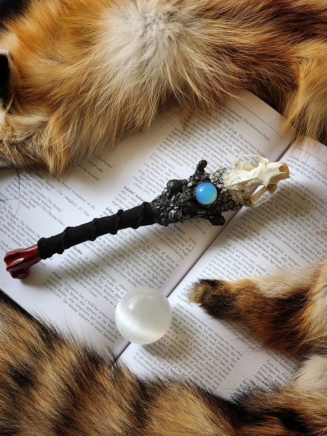 Oracle Wand - Gothic Crystallized Bone & Skull Wand, Occult Oddities ...